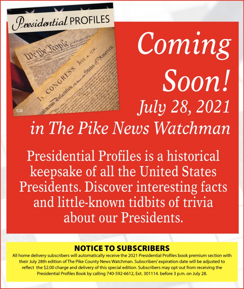 Coming Soon!, The Pike Country News Watchman, Waverly, OH